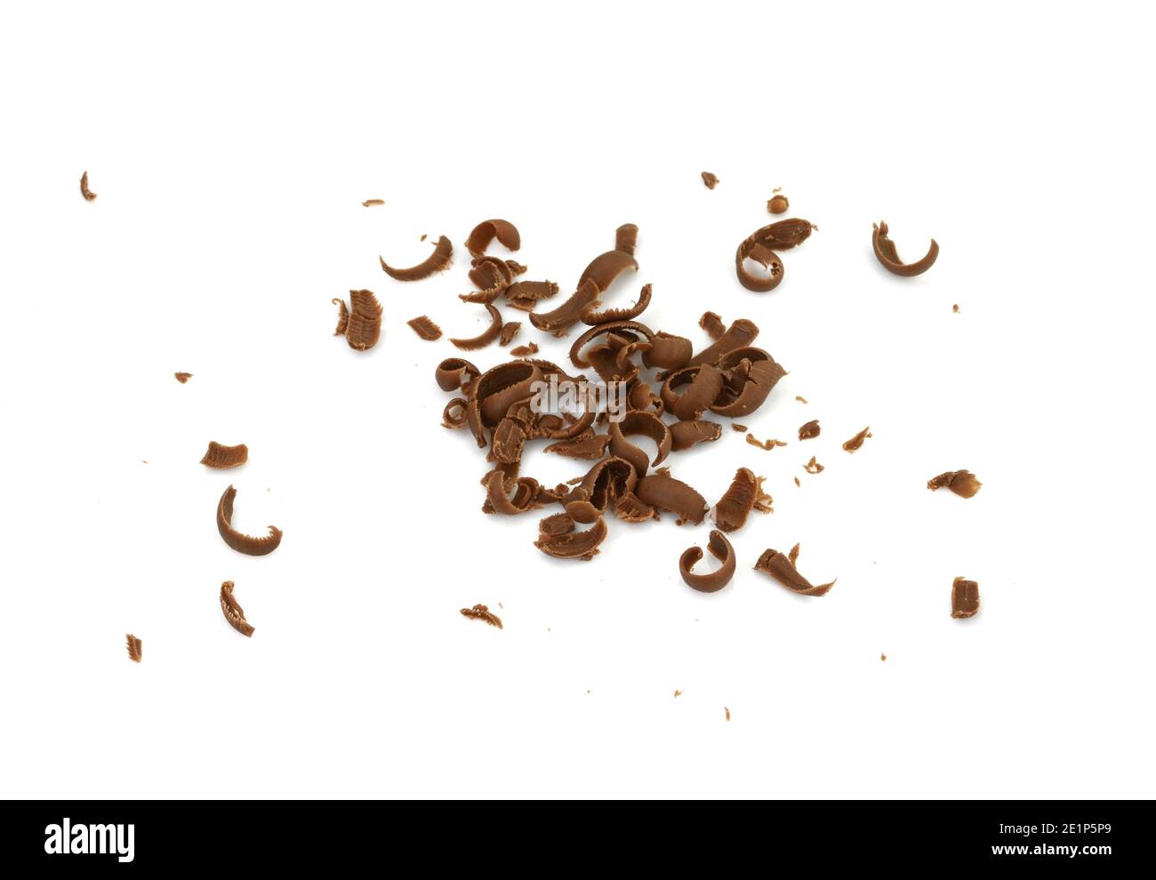 Grated chocolate. Heap of ground chocolate isolated on white background ...
