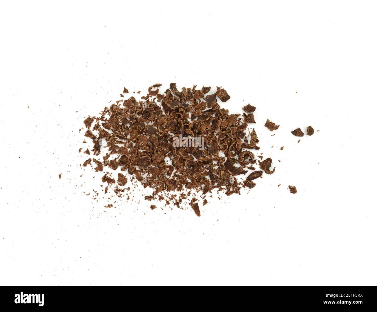Grated chocolate. Heap of ground chocolate isolated on white background ...