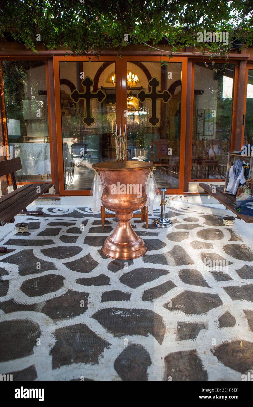 Inside and outside of orthodox church Stock Photo - Alamy