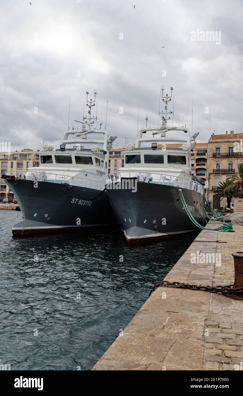 Sete, France. 19th, Oct, 2020. View of the Port of Sete with boats in ...