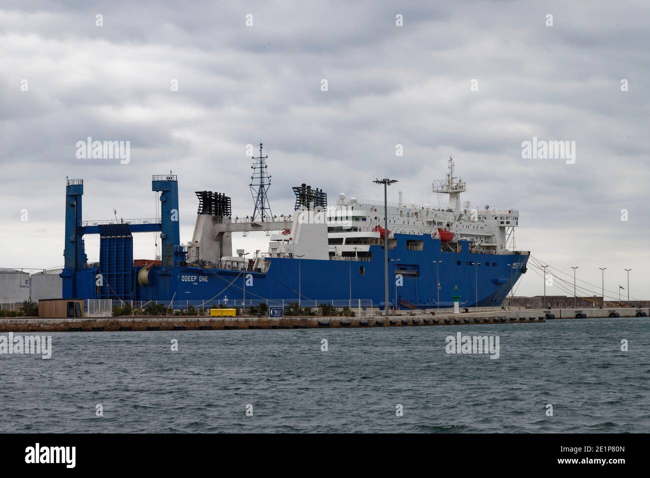 Sete, France. 19th, Oct, 2020. View of the Port of Sete with a cargo ...