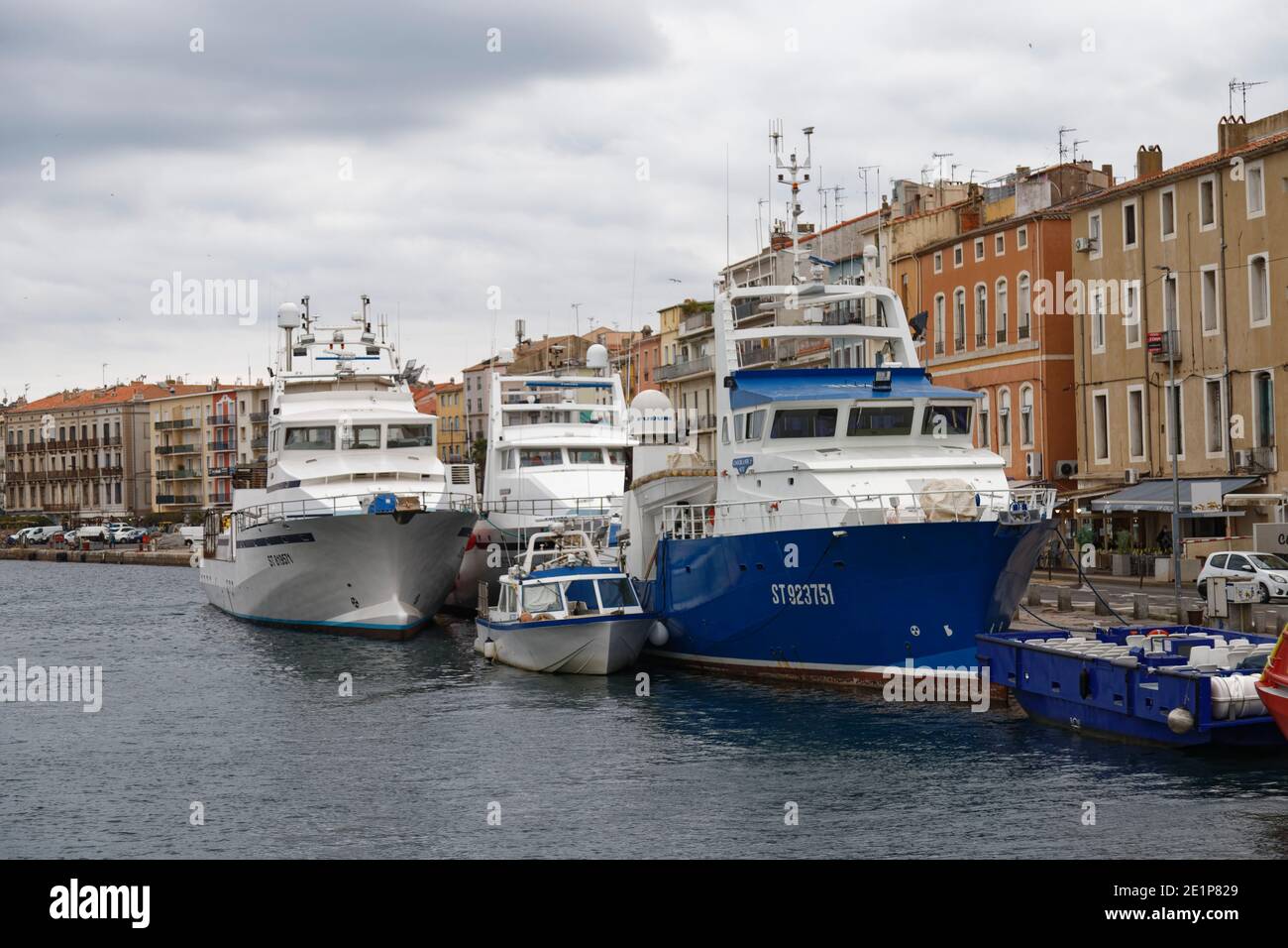 Sete, France. 19th, Oct, 2020. View of the Port of Sete with its boats ...