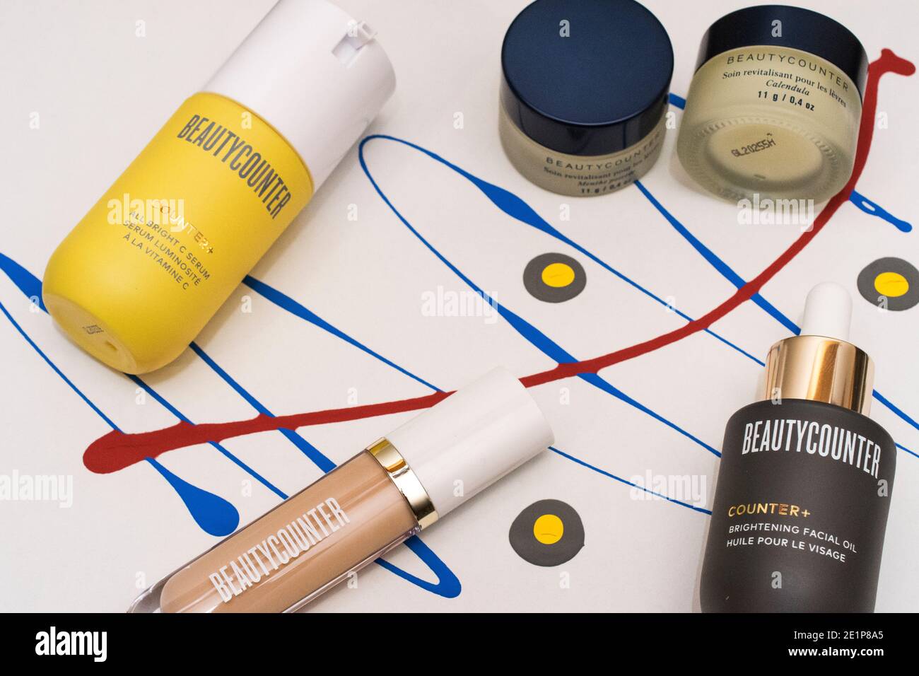 Beauty counter makeup products Stock Photo - Alamy