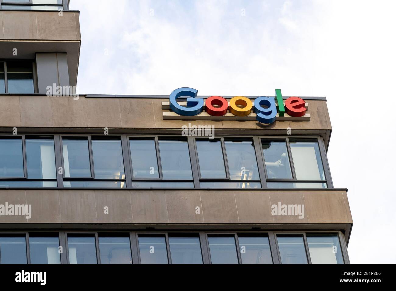 Google sign on the Google Canada's Toronto headquarters building is ...