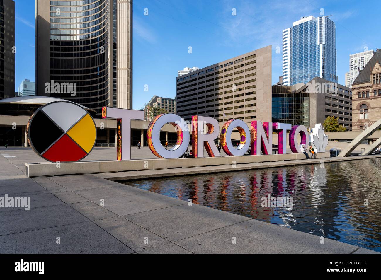 Toronto sign on Nathan Phillips Square in Toronto Stock Photo - Alamy