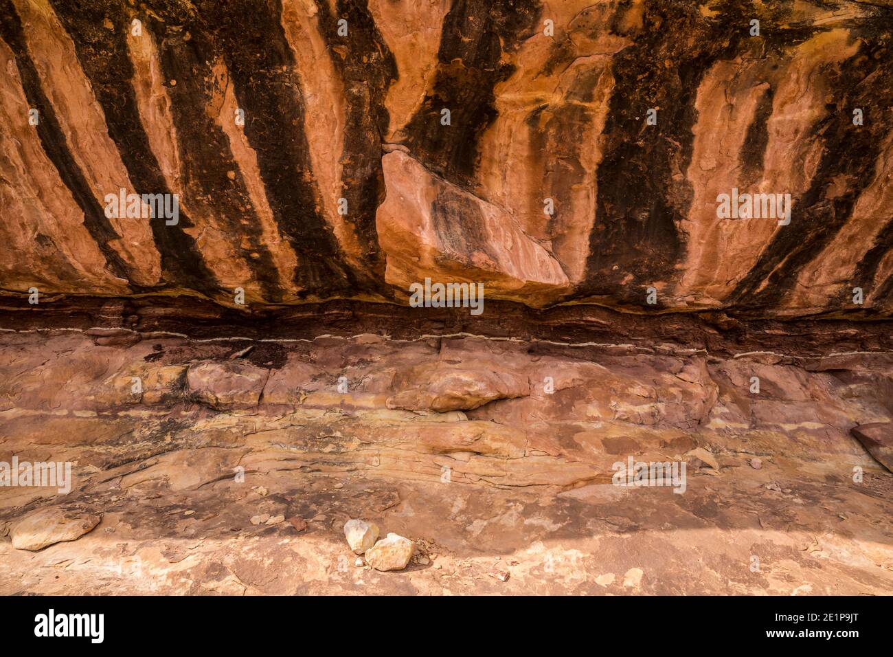 Water streaks on a sandstone rock formation. Needles District ...