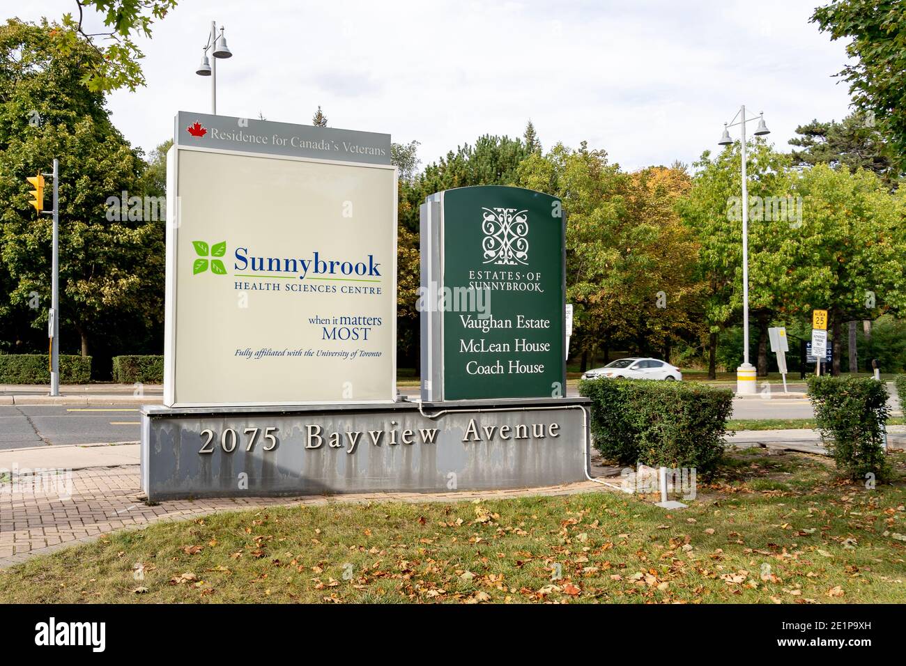 Toronto, Canada - September 29, 2020: Sunnybrook hospital sign is seen ...