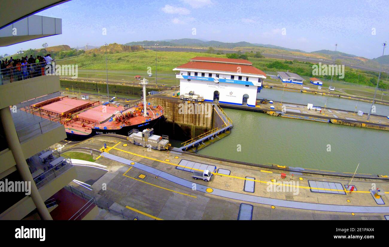 Aerial view of the panama canal hi-res stock photography and images - Alamy
