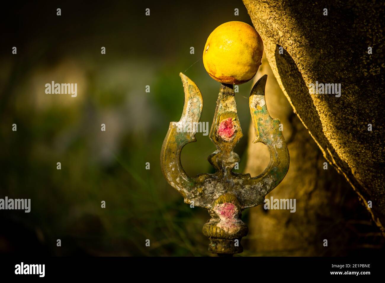 View of trishul(weapon of hindu god shiva) which is sacred and ...