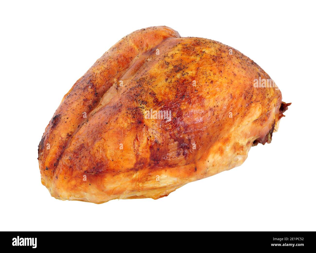 Whole golden roasted turkey crown meat isolated on a white background ...