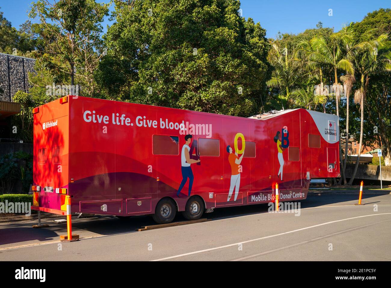 mobile blood donor centre truck outside the tweed shire civic centre at murwillumbah in northern ...