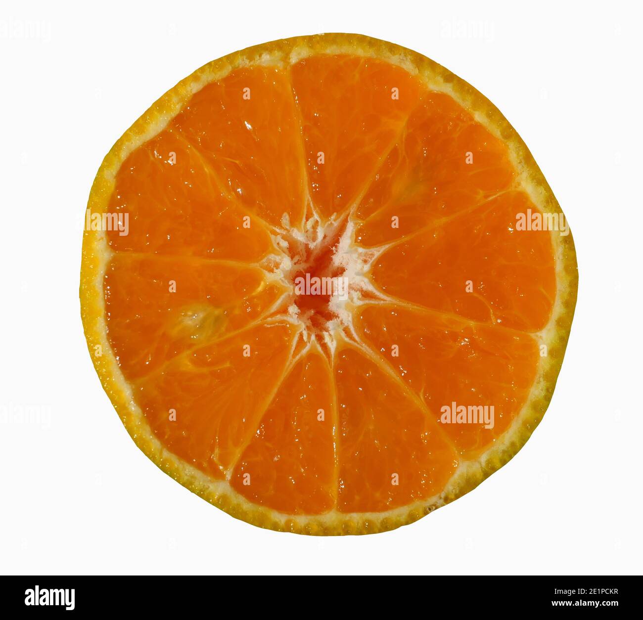 Orange fruit slice isolated on white background, Half cut orange rich ...