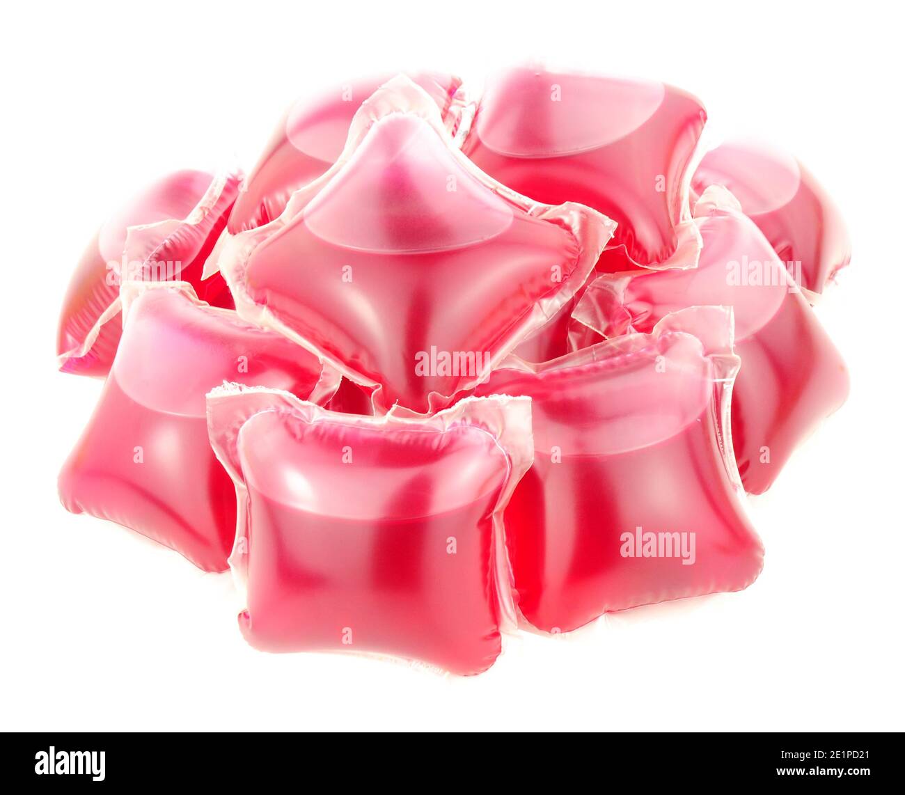 Laundry washing detergent sachets isolated on a white background Stock ...