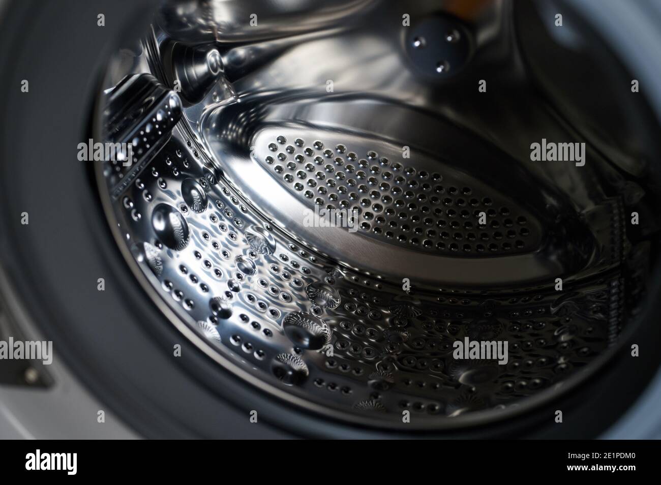 Stainless steel washing machine launder close up view Stock Photo - Alamy