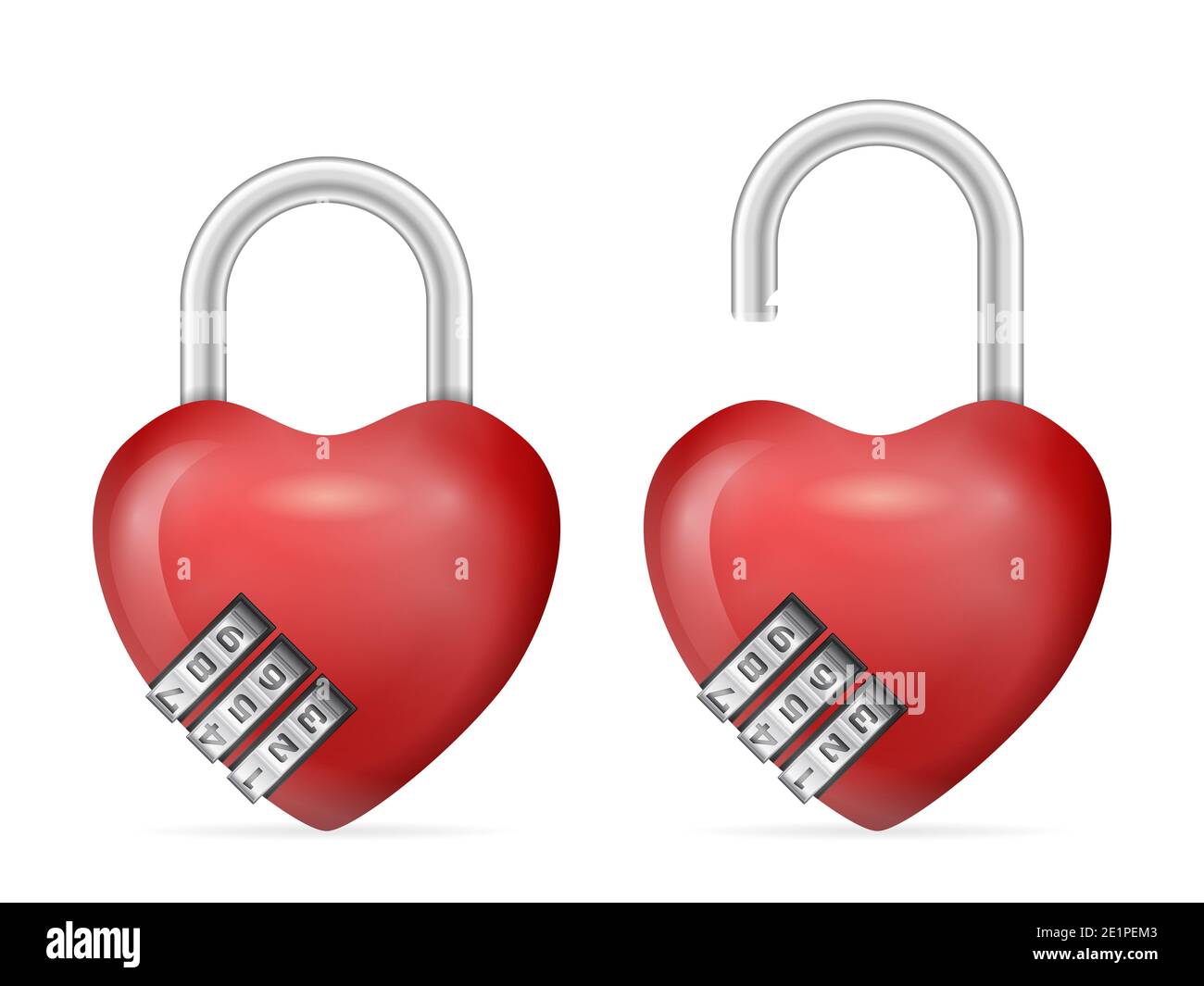 Padlock heart set on a white background. Vector illustration Stock ...