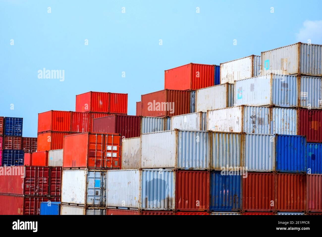 Container stack Container yard view Stock Photo - Alamy