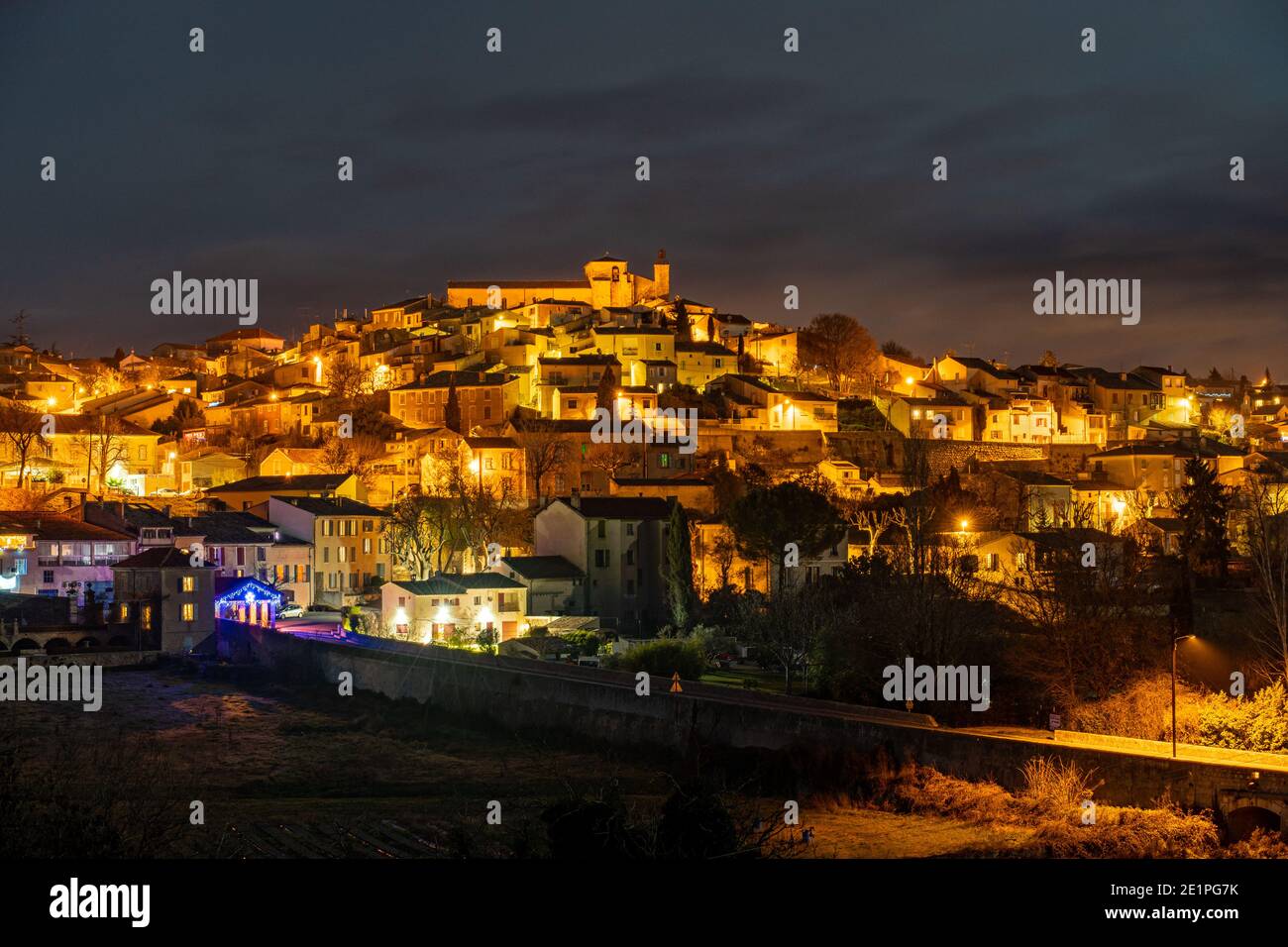 Night view of village Valensole, Provence, France Stock Photo - Alamy