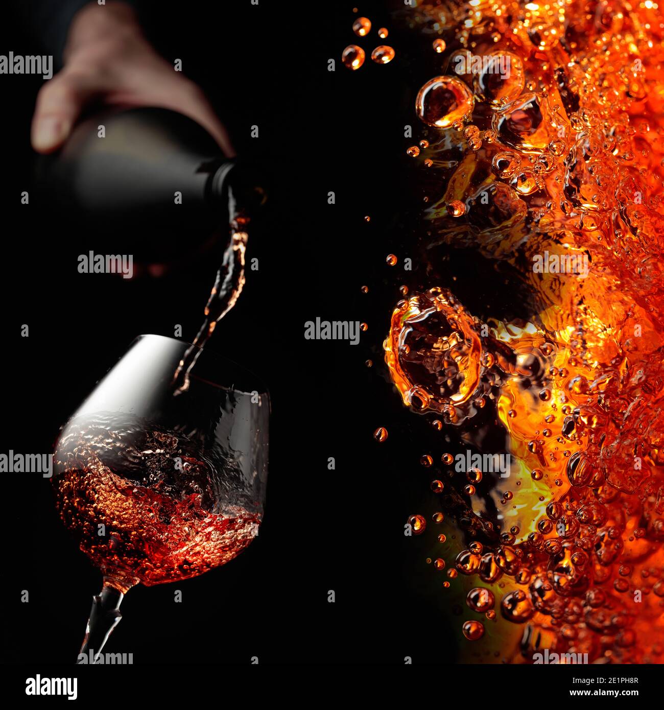 Pouring brandy in a glass goblet. Copy space Stock Photo - Alamy