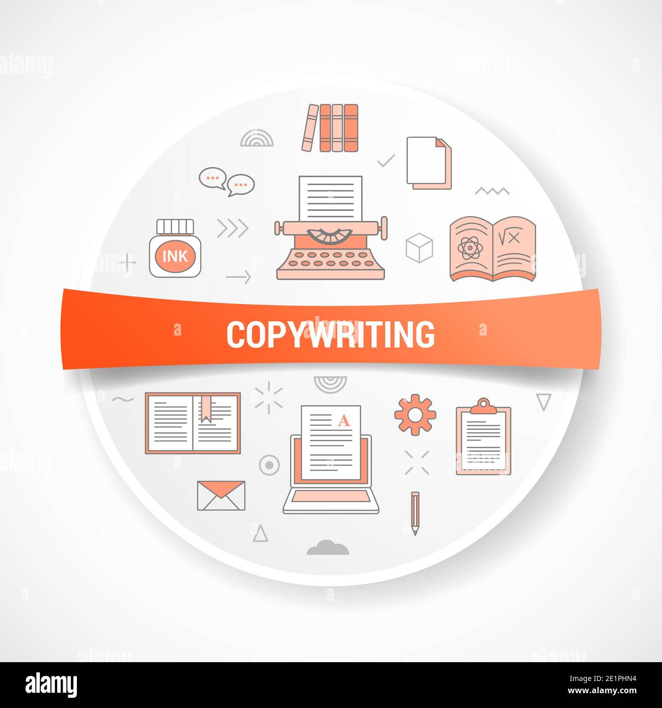 copywriting or copywriter with icon concept with round or circle shape vector illustration Stock ...