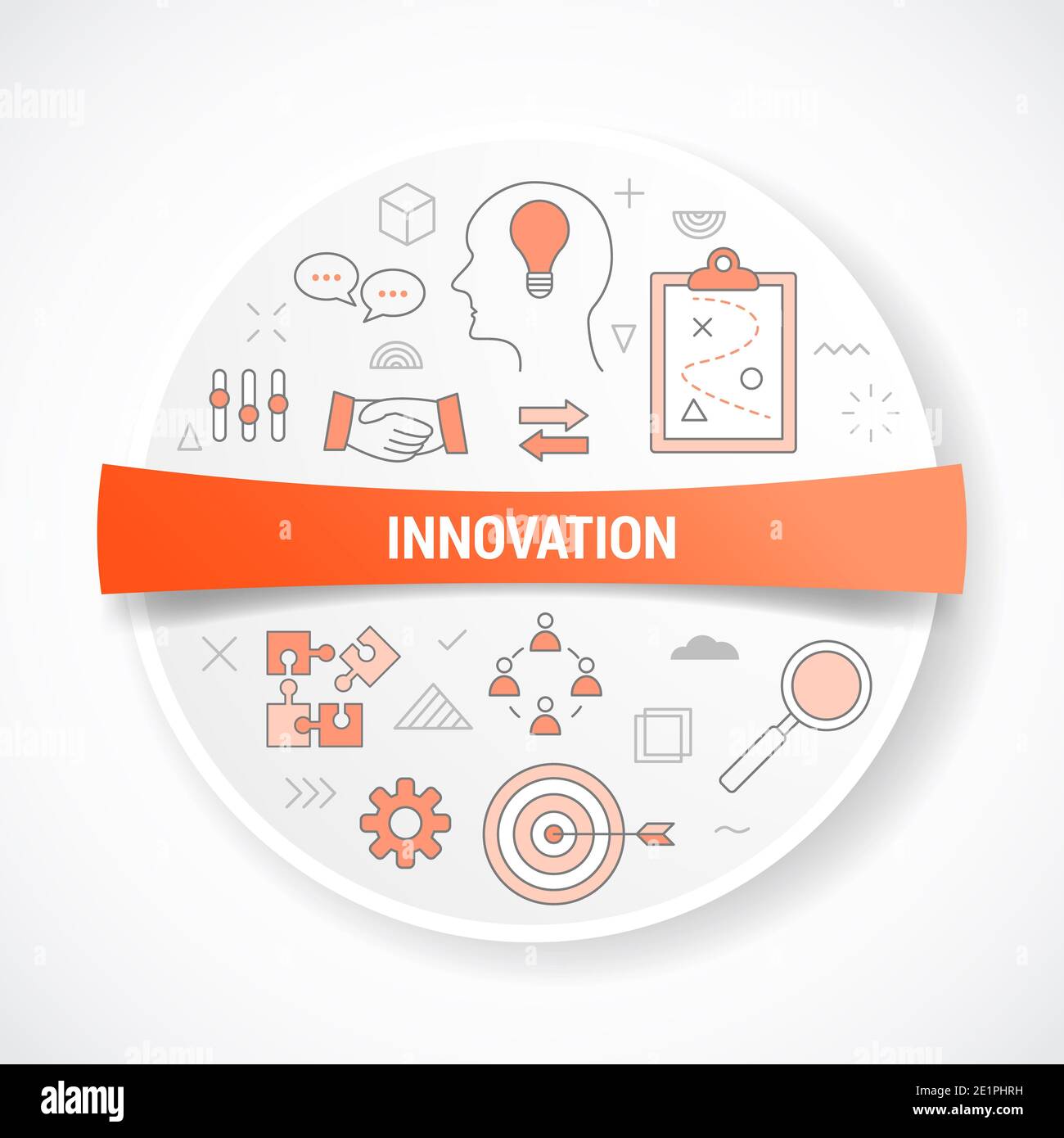 innovation new ideas concept with icon concept with round or circle ...