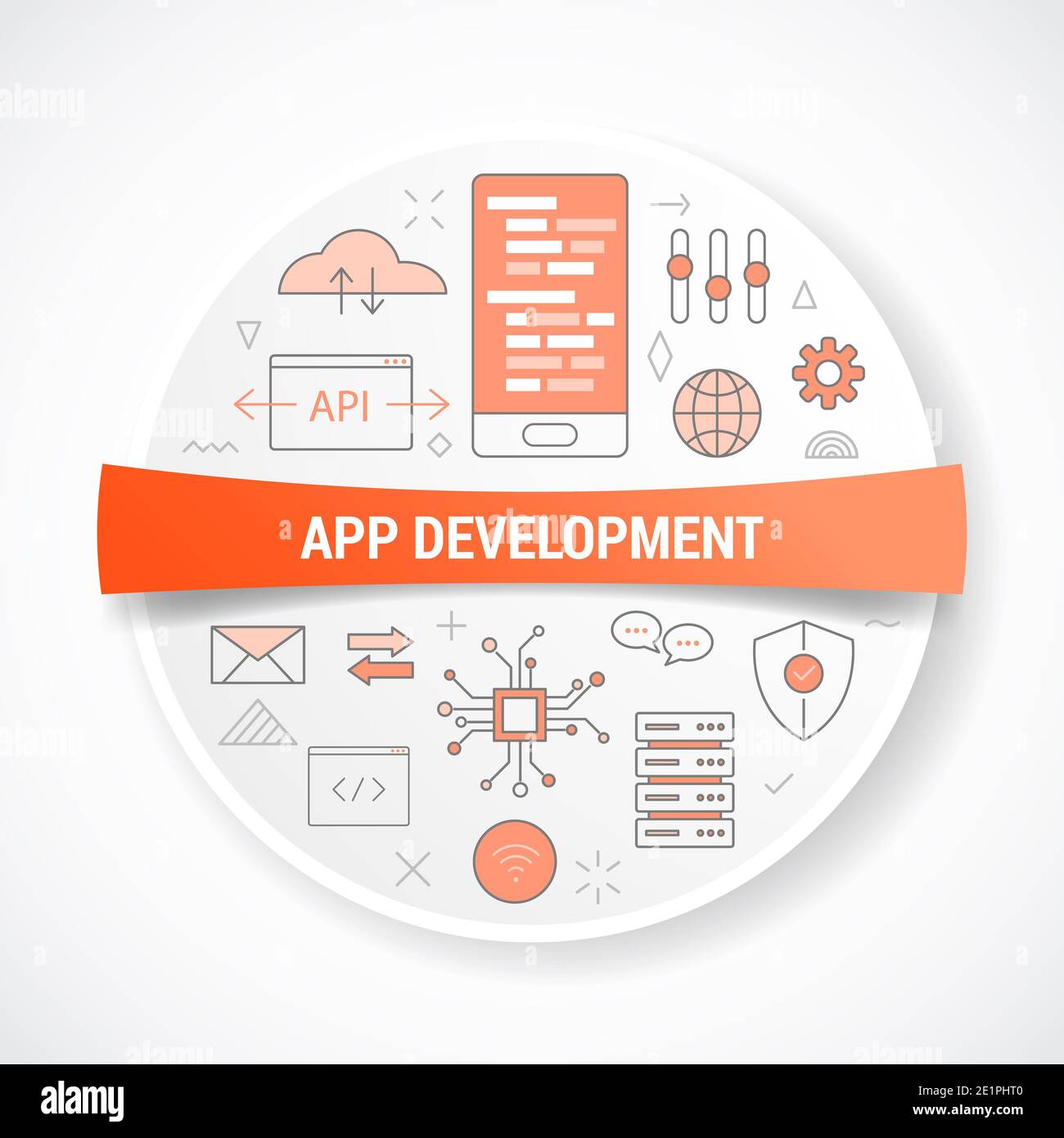 app development concept with icon concept with round or circle shape ...