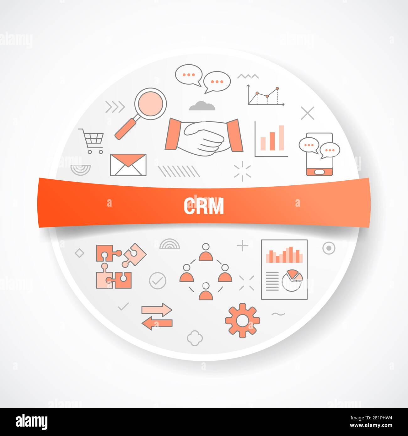 crm customer relationship management with icon concept with round or ...