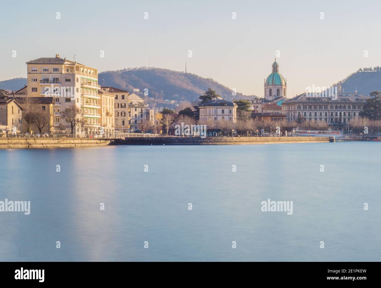 Como cityscape in a mild and sunny winter day.Como lake, lombardy ...