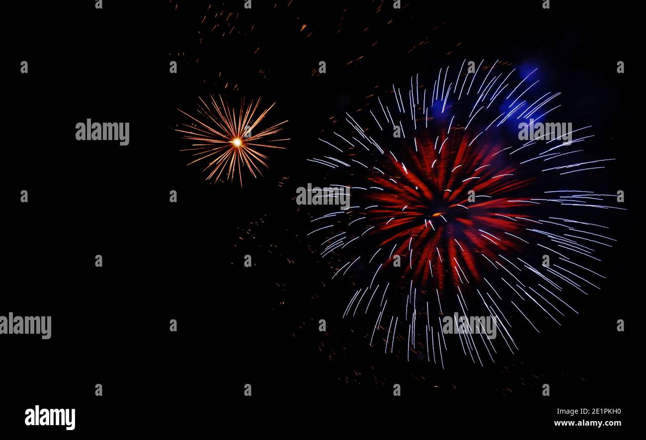 fireworks explosive on dark sky in night Stock Photo - Alamy