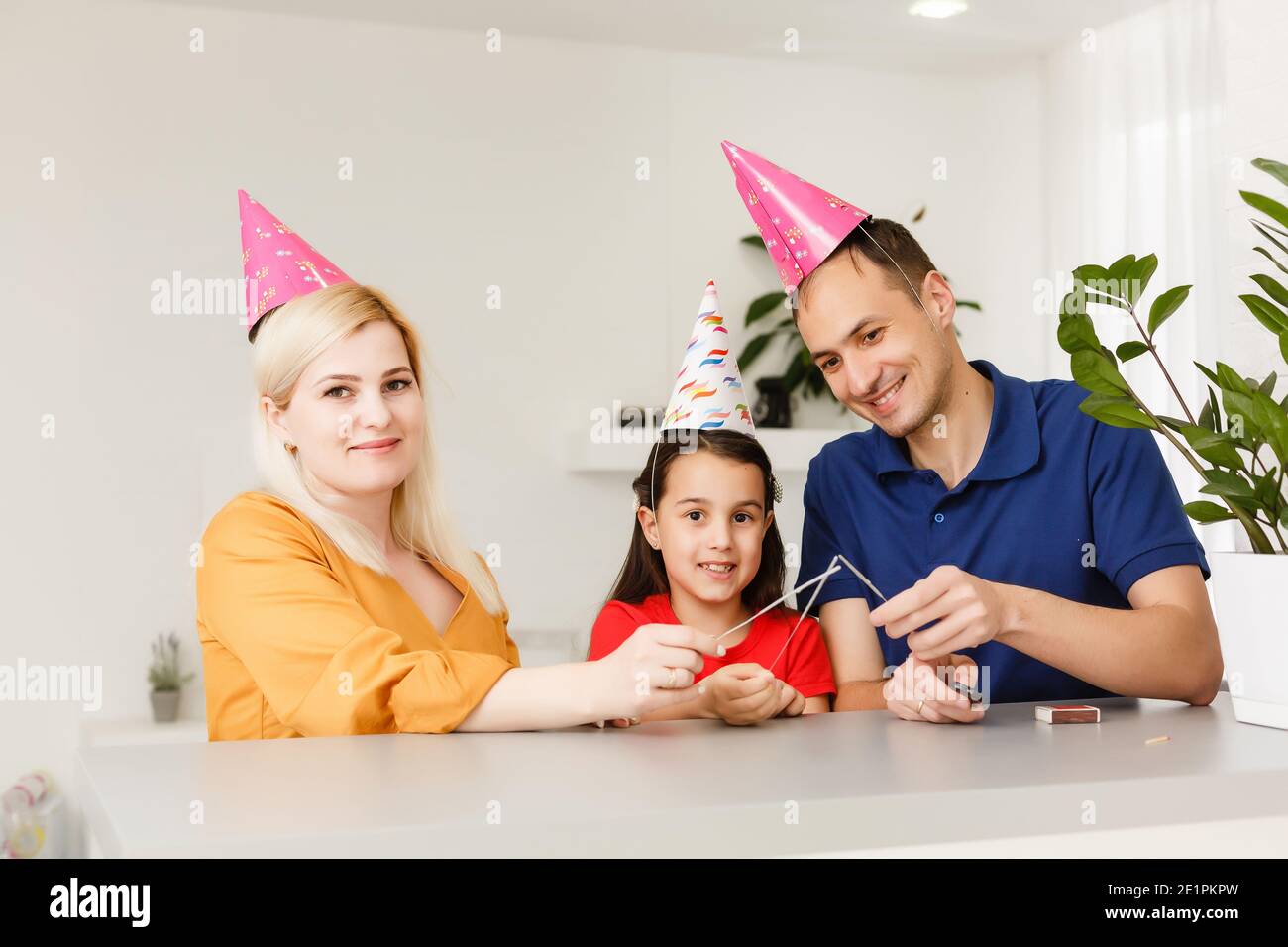 Happy family celebrating birthday via internet in quarantine time, self ...