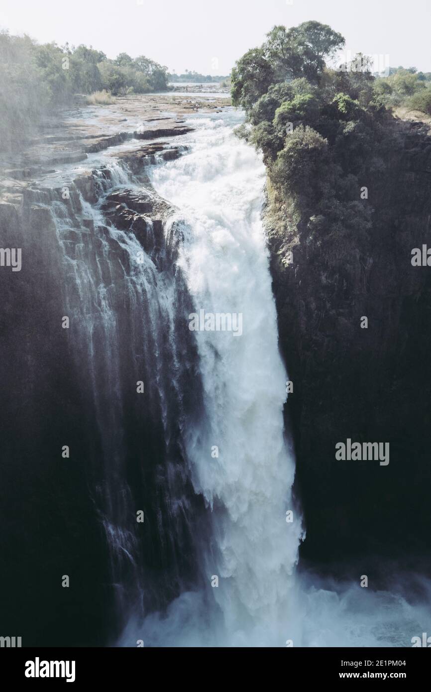 Devil's Cataract Waterfall at Victoria Falls on the Zambezi River in ...