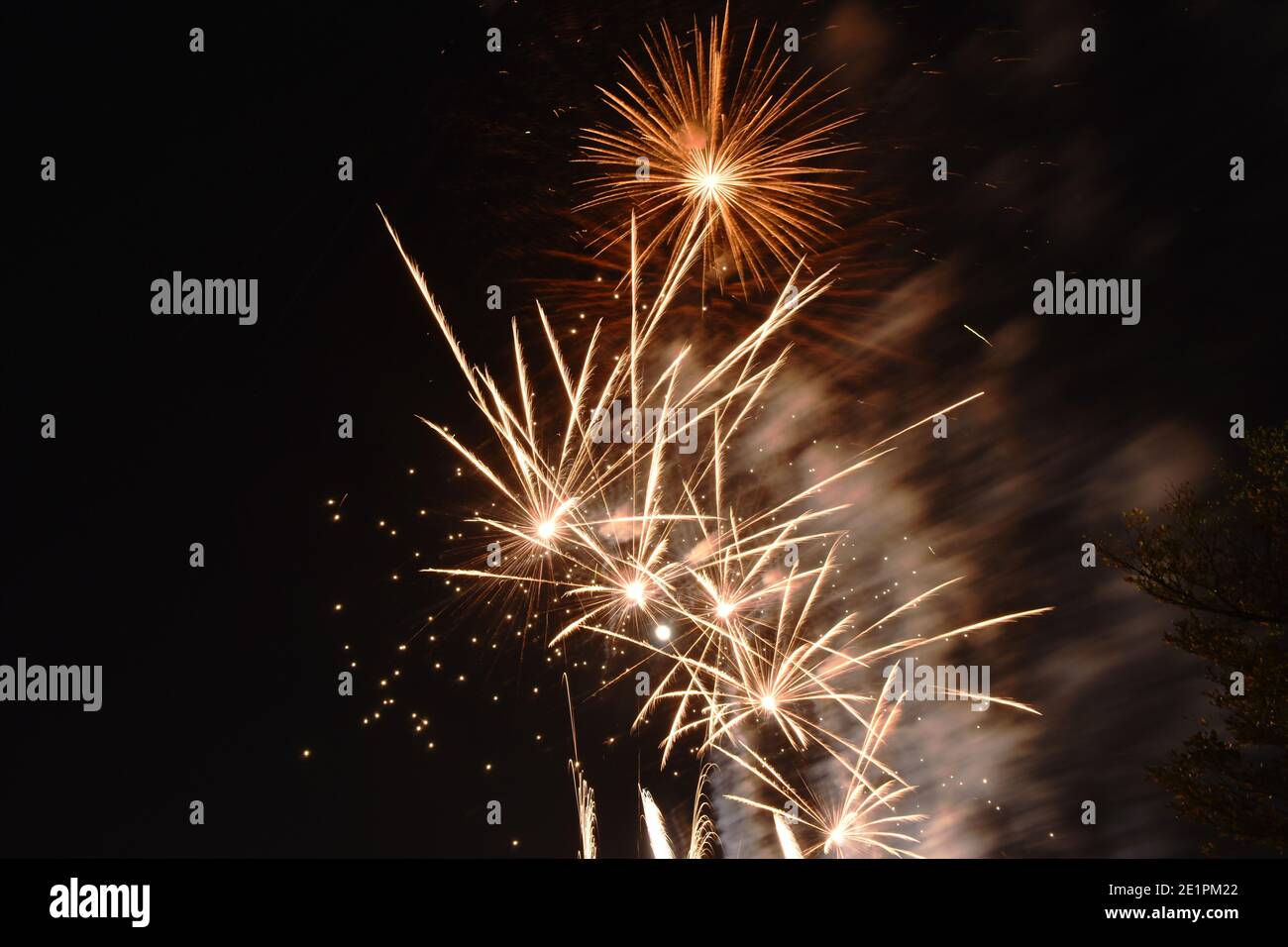 fireworks explosive on dark sky in night Stock Photo - Alamy