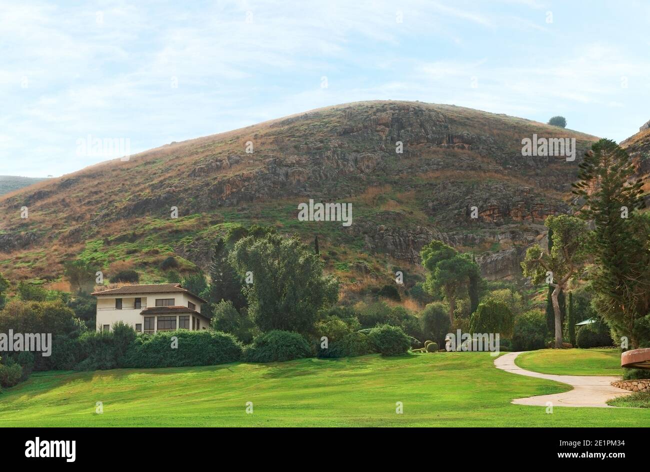 Japanese garden, view of Mount Gilboa, Israel Stock Photo - Alamy
