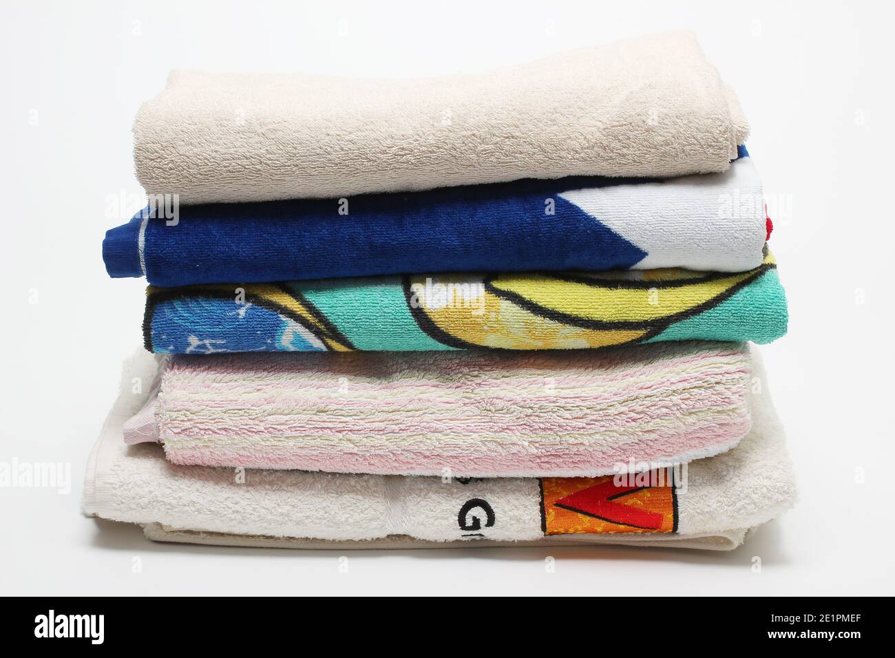 Stack of Towels on White Background Stock Photo - Alamy