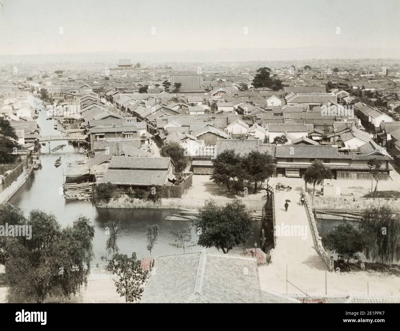 Vintage 19th century photograph: Japan c.1880's - high angle view over ...