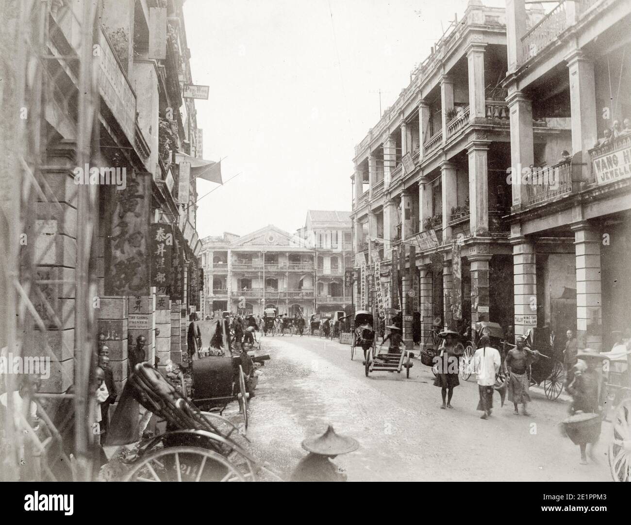 Vintage 19th century photograph: Hong Kong (China) c.1880's - shops in ...