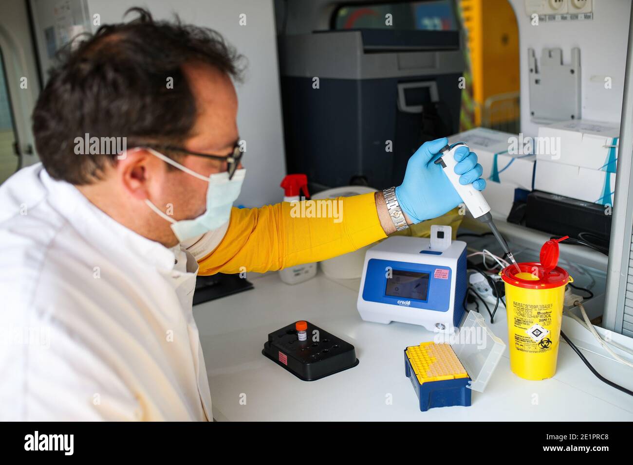 Ha'il, Italy. 9th Jan, 2021. PCR Test Laboratory in the bivouac during ...
