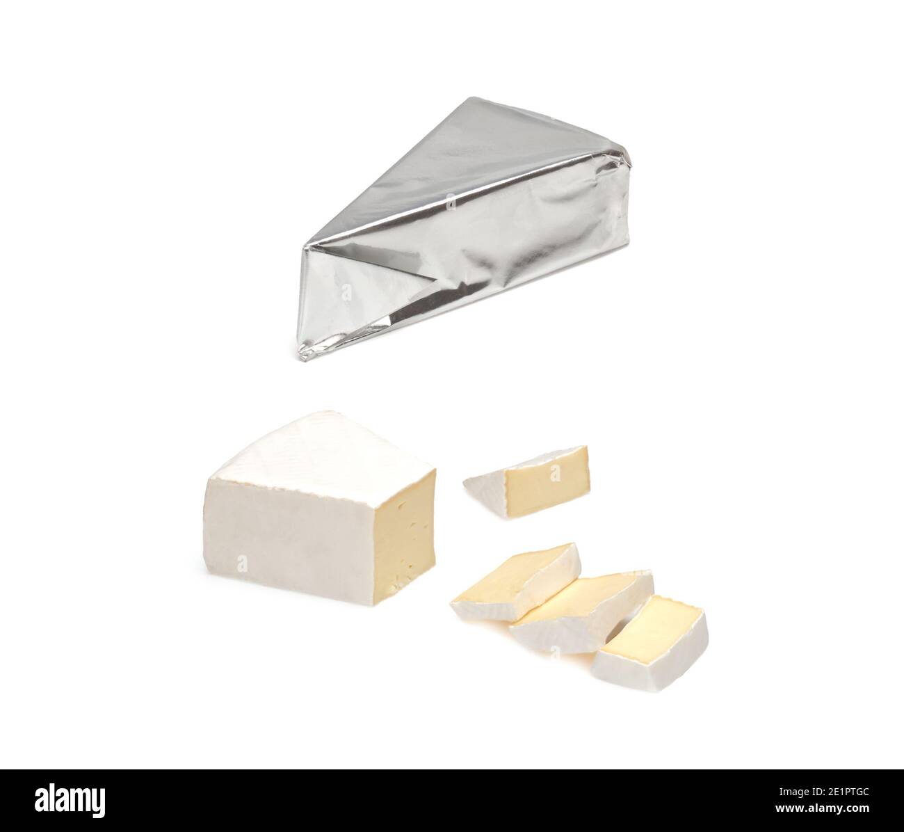 Sliced Brie cheese isolated on white background Stock Photo - Alamy