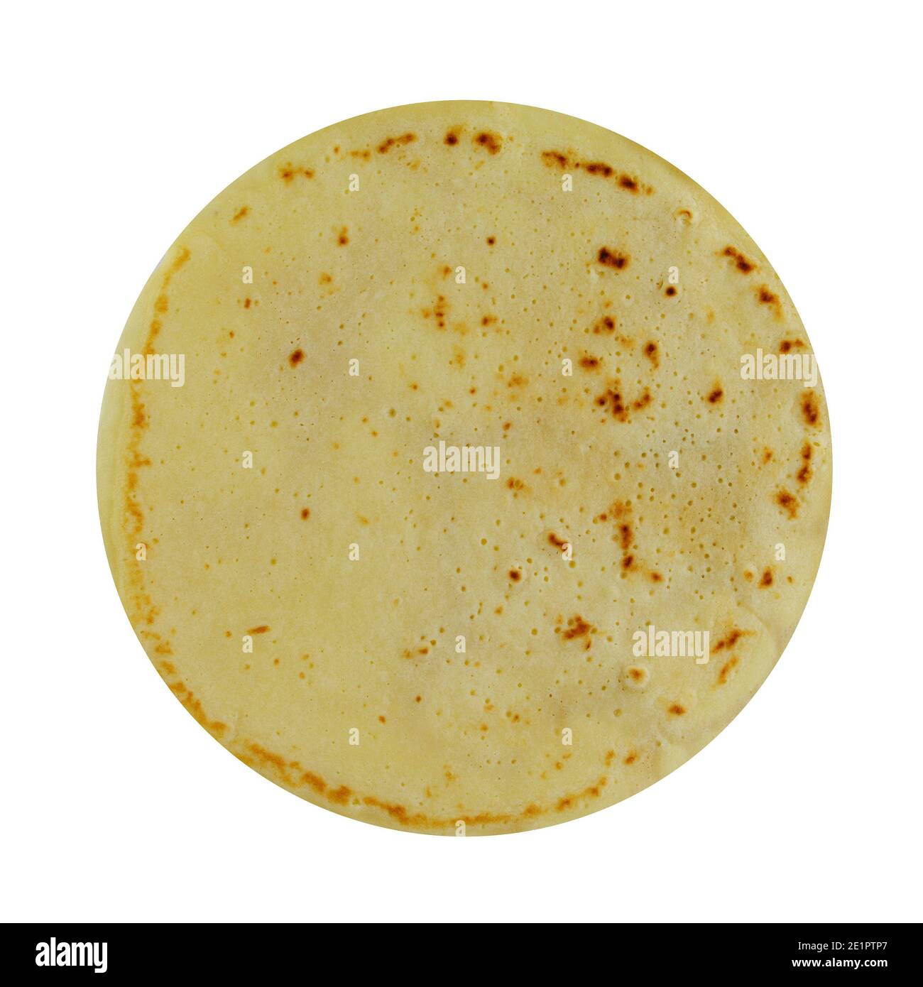 Pancake isolated on white. Top view Stock Photo - Alamy