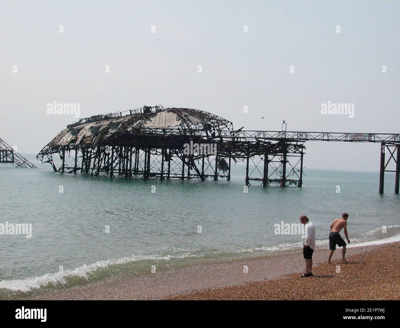 The West Pier Brighton. Brighton pier after the fire Burnt remains of ...