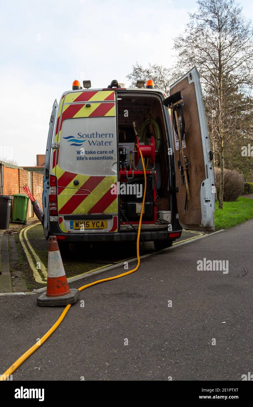 A southern water maintenance van with the door open running a water ...