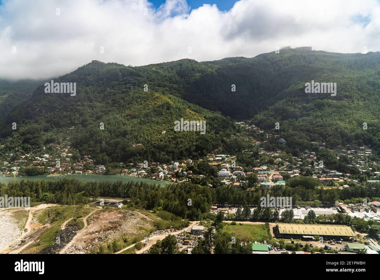 Aerial view Mahé's capital Victoria Mahe Island, Seychelles Stock Photo ...