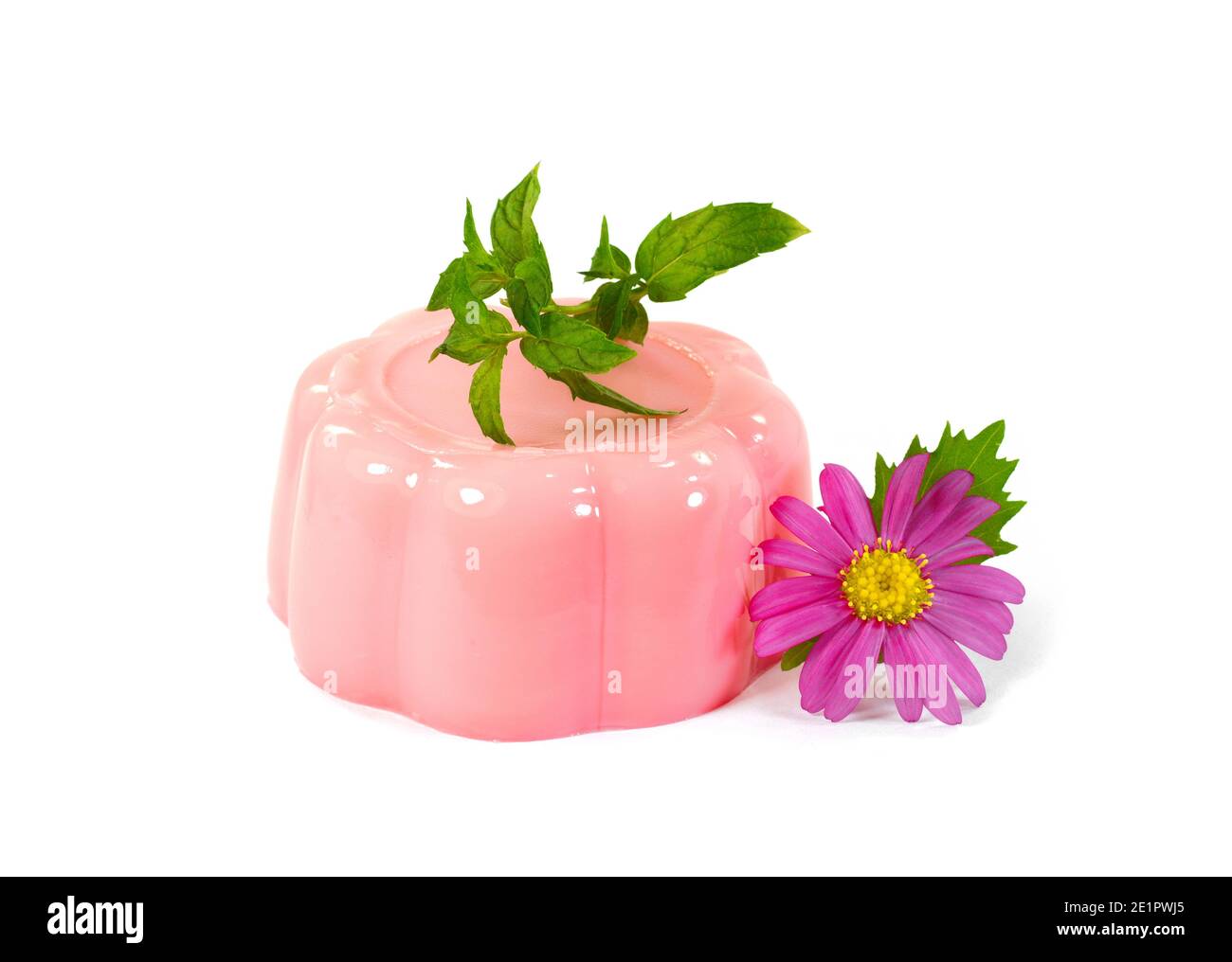 Strawberry pudding isolated on white background Stock Photo - Alamy