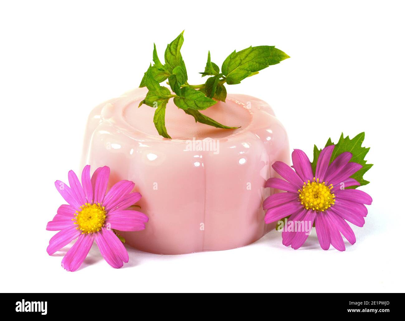 Strawberry pudding isolated on white background Stock Photo - Alamy