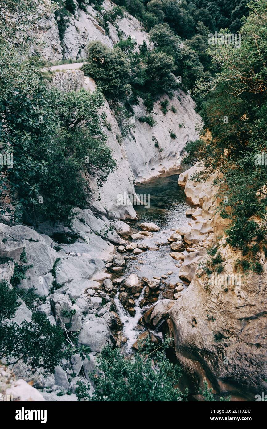 Landscape of green mountains in sadernes, catalonia, spain Stock Photo ...