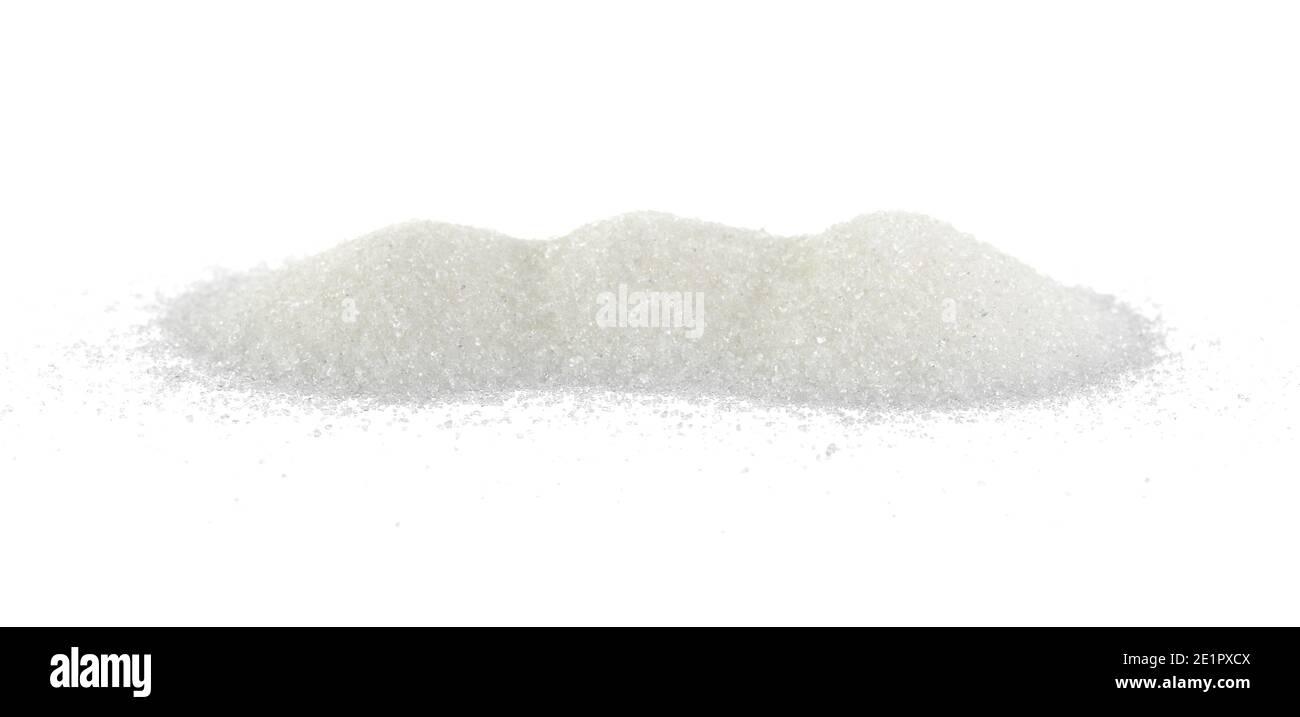 Heap of granulated sugar isolated on white background Stock Photo - Alamy