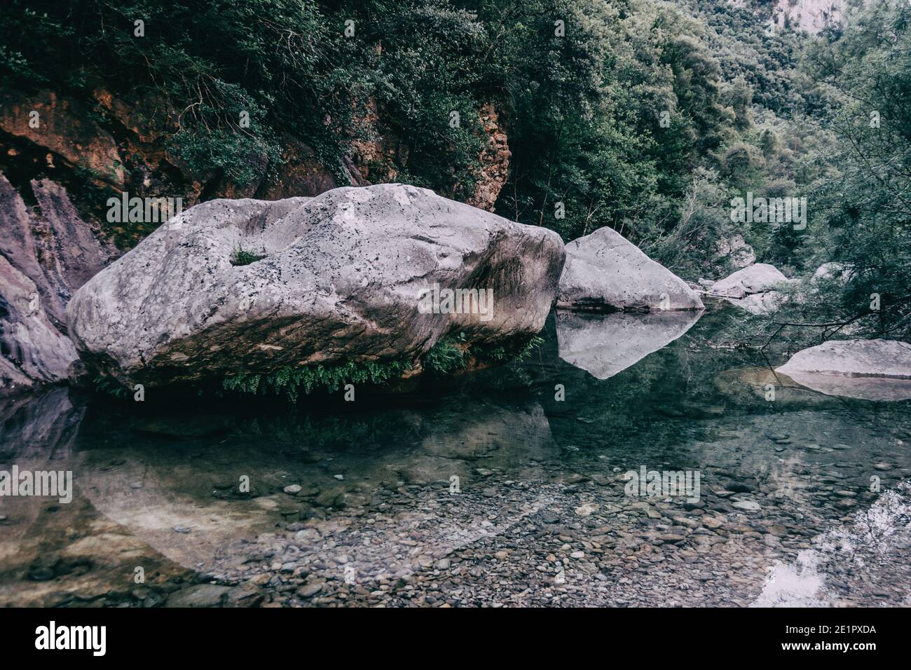 Landscape of green mountains in sadernes, catalonia, spain Stock Photo ...