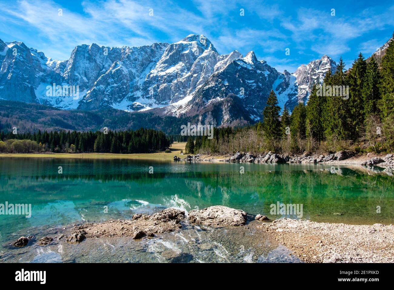 Spring morning at the superior lake of Fusine, Friuli Venezia-Giulia, Italy Stock Photo - Alamy
