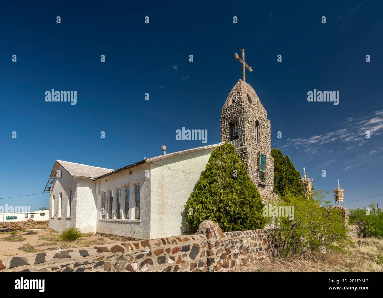 Abandoned church in ghost town of Hachita at Yucca Plains, Chihuahuan ...