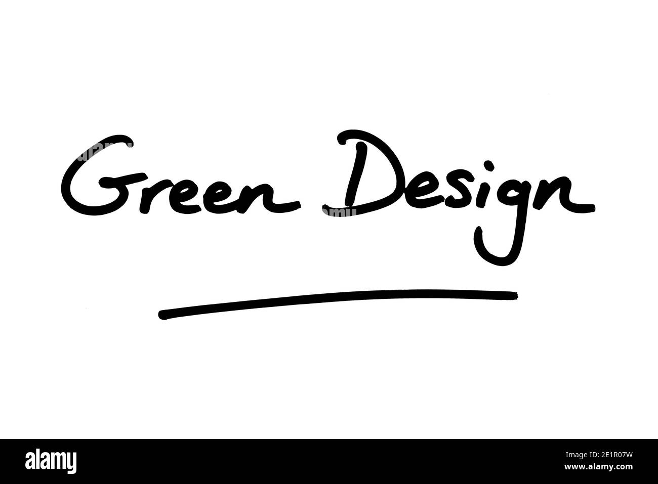 Green Design handwritten on a white background Stock Photo - Alamy