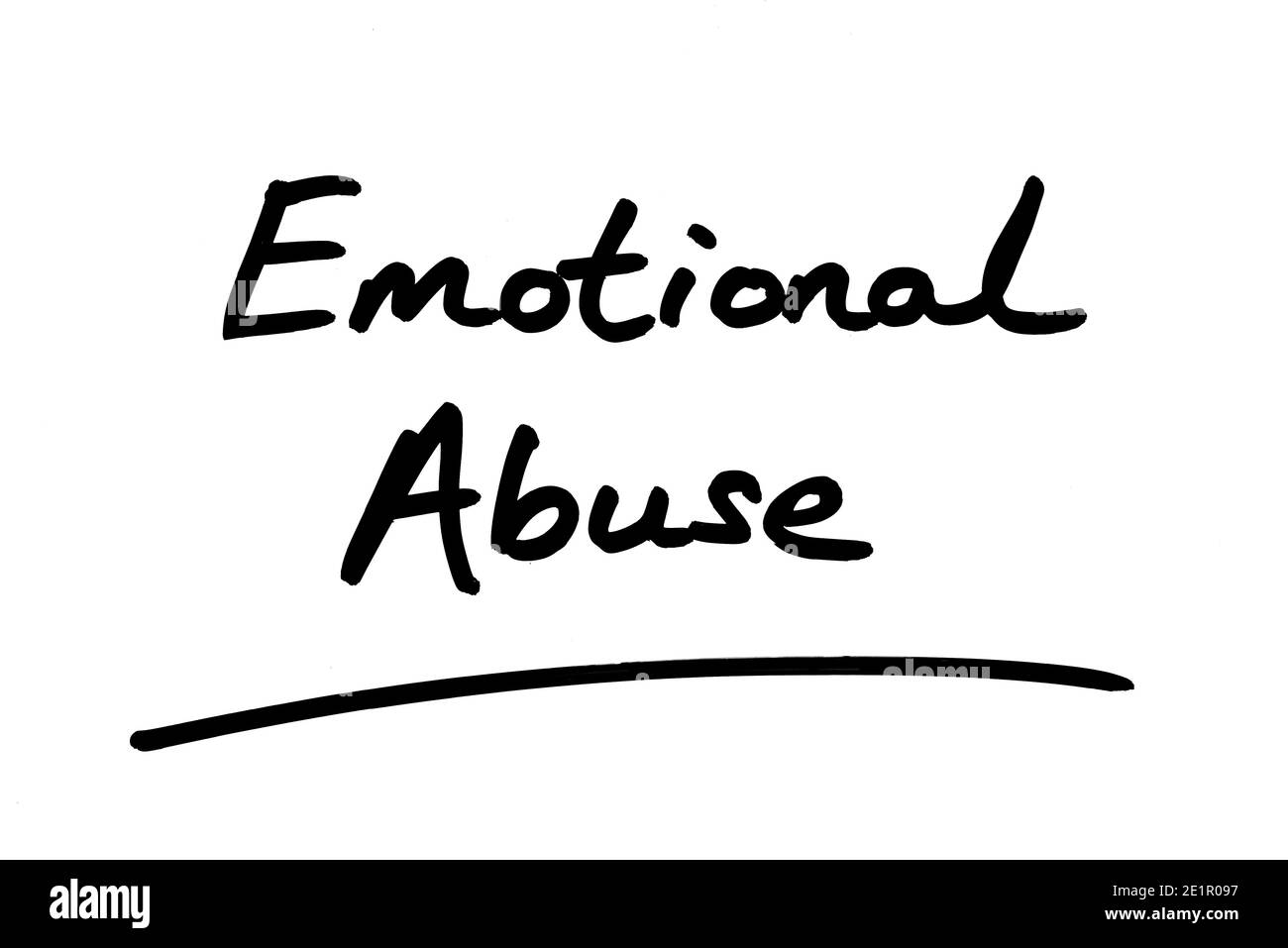 Emotional Abuse handwritten on a white background Stock Photo - Alamy